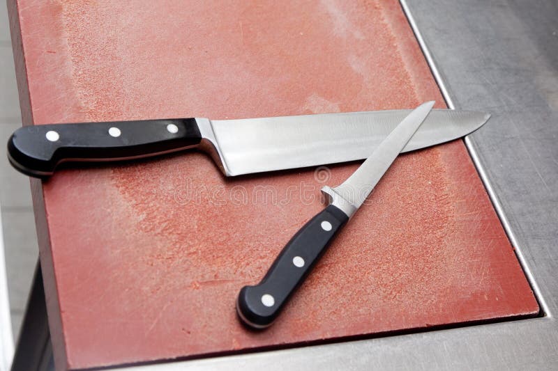 Table Knife and Cutting Board Stock Photo - Image of kitchen, table ...