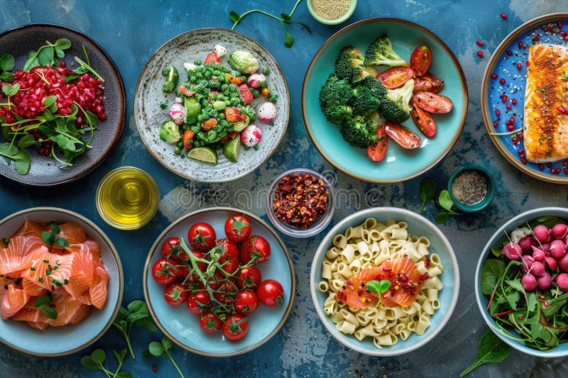 A Table Laden with an Assortment of Diverse Foods, Showcasing a Vibrant ...