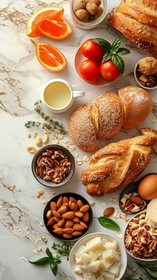 Table Laden with Various Types of Food Stock Photo - Image of piled ...