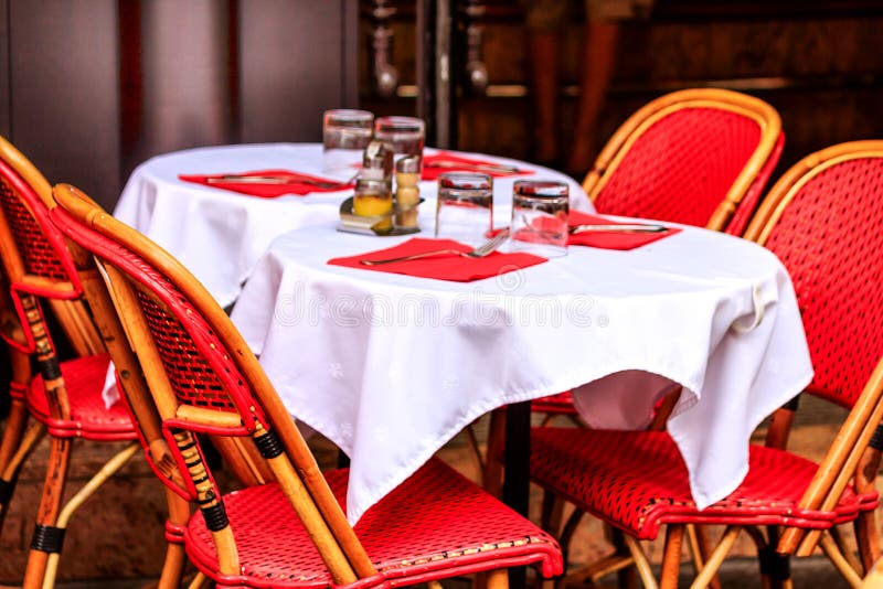 Table Laid for Lunch in a Parisian Cafe Stock Photo - Image of service ...