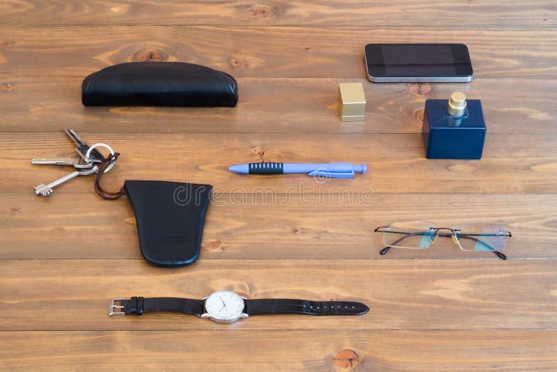 On a Table Laid Out a Lot of Different Things Stock Image - Image of ...