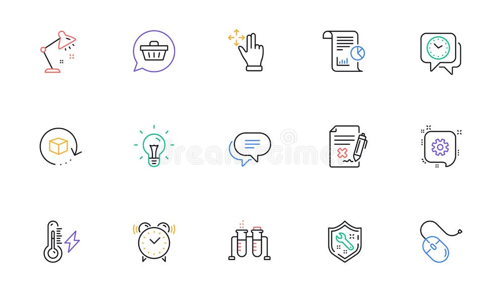 Table Lamp, Cogwheel and Return Package Line Icons for Website ...