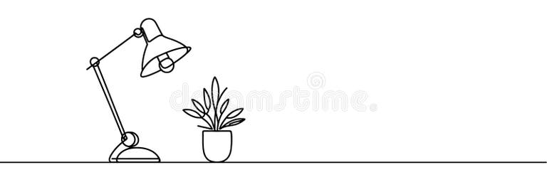 Table Lamp Continuous Single Line Drawing, Table Lamp in One Continuous ...
