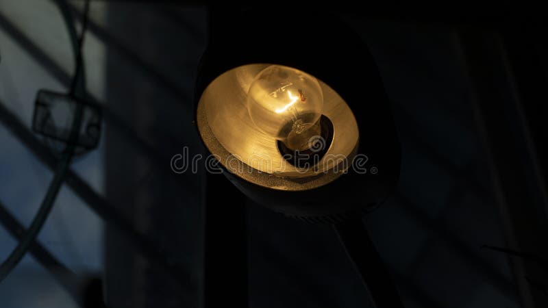 Table Lamp in Dark. Incandescent Lamp in Interior Stock Image - Image ...