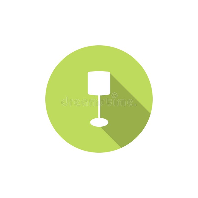 Table Lamp, Flat Style Icons in Circles with Long Shadows Vector ...