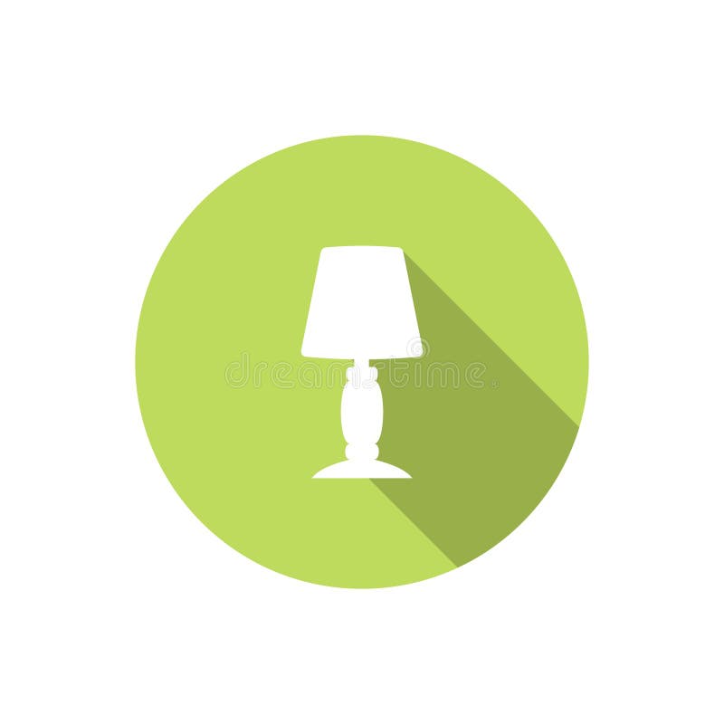 Table Lamp, Flat Style Icons in Circles with Long Shadows Vector ...