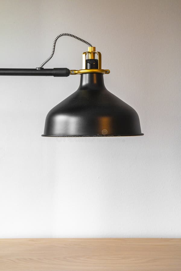 Table Lamp or Hanging Lamp Over Empty Wooden Table Stock Image - Image ...