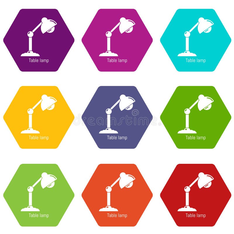 Table Lamp Icons Set 9 Vector Stock Vector - Illustration of ...