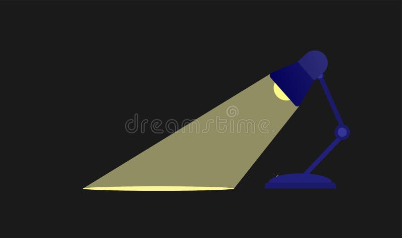 Table Lamp with a Beam of Light on a Black Background Stock Vector ...