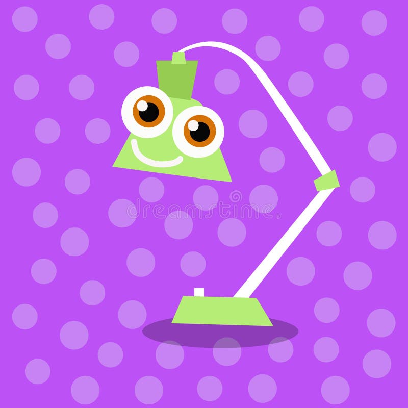 Table Lamp Light Cartoon Character Concept Smile Stock Vector ...