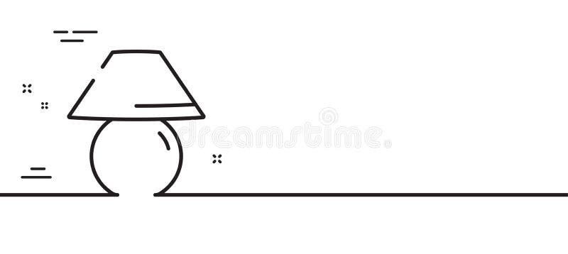 Table Lamp Line Icon. Bedside Light Sign. Minimal Line Pattern Banner ...