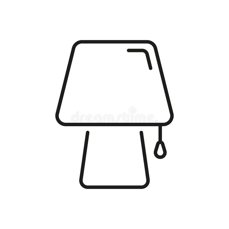 Table Lamp Line Icon. Bedside Lamp with Pull Cord Outline Symbol ...