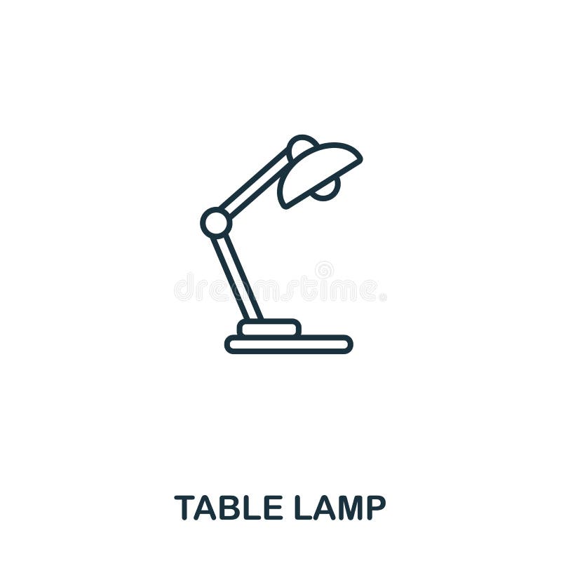 Table Lamp Line Icon. Thin Design Style from Office Tools Icon ...