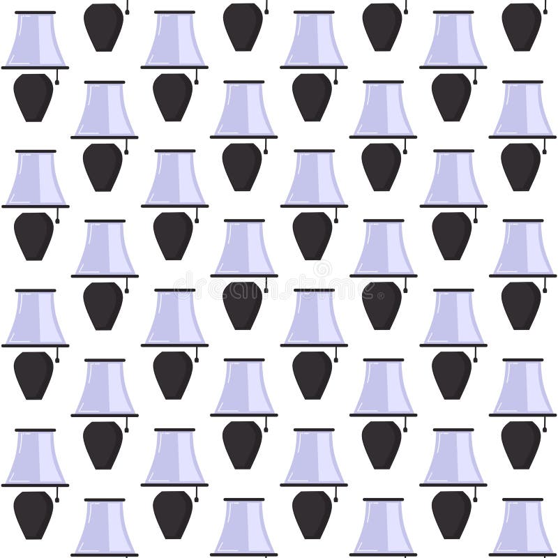 Table Lamp Seamless Pattern in Abstract Hand Drawn Style. Stock ...