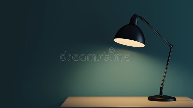 Table Lamp. Space Empty Table Product Placement Lamp Down Shining Stock ...