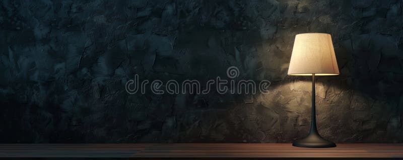 Table Lamp on Textured Dark Wall, Ambient Lighting Concept Stock Photo ...