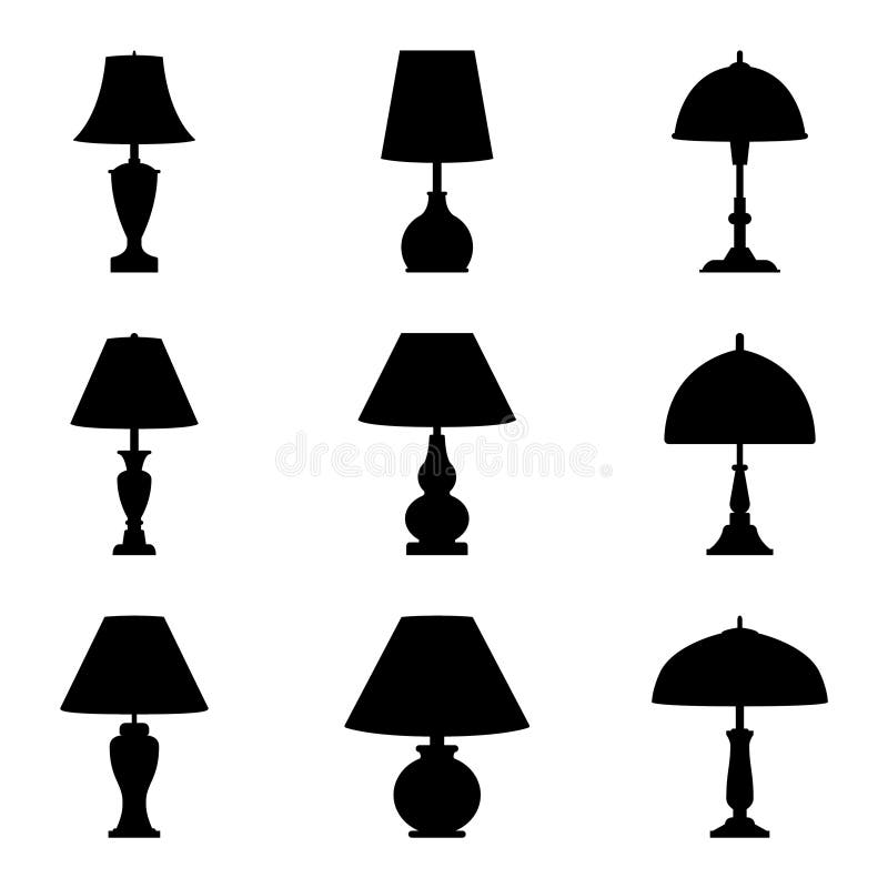 Table Lamp Vector Icon Set on White Backgrounds Stock Vector ...