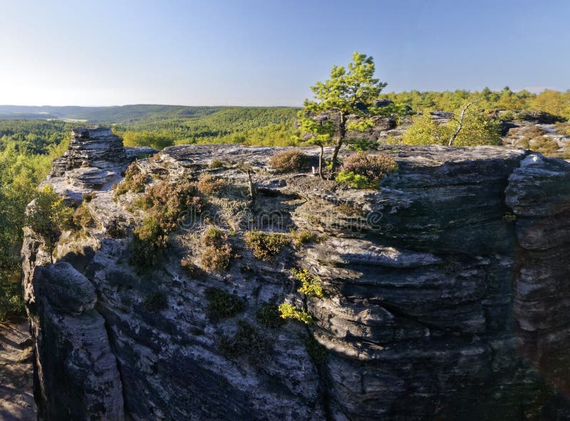 Table Land Over Tall Rock Formations Stock Photo - Image of layers ...