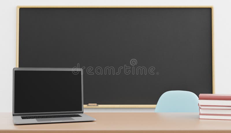 Laptop Mockup with Whiteboard Behind Stock Illustration - Illustration ...