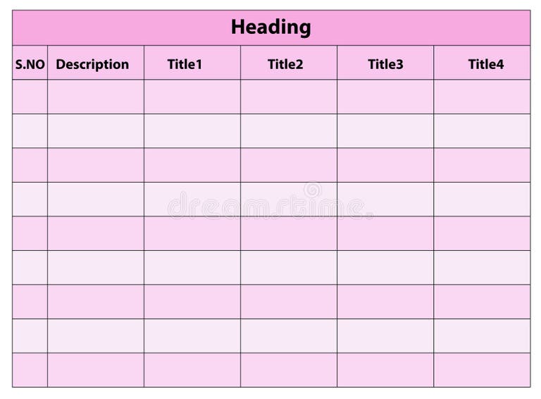 Table Layout, 4 Different Pink Color Table Format, Vector, Creative ...