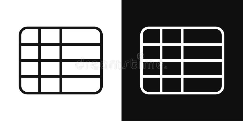 Table Layout Icon Set Web Excel Data Table Vector Symbol Spreadsheet