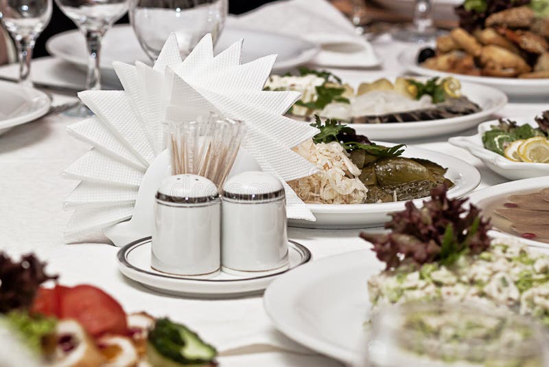 Table layout stock image. Image of spices, napkins, shot - 40144601