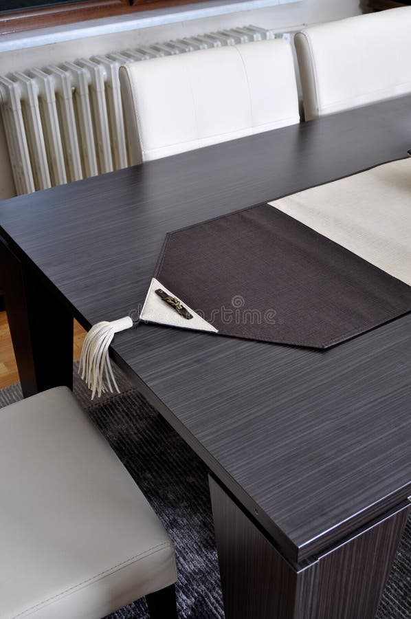 Table and leather chairs stock photo. Image of decorative - 43284862