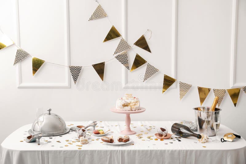 Table with Leftovers after Party Celebration Stock Image - Image of ...