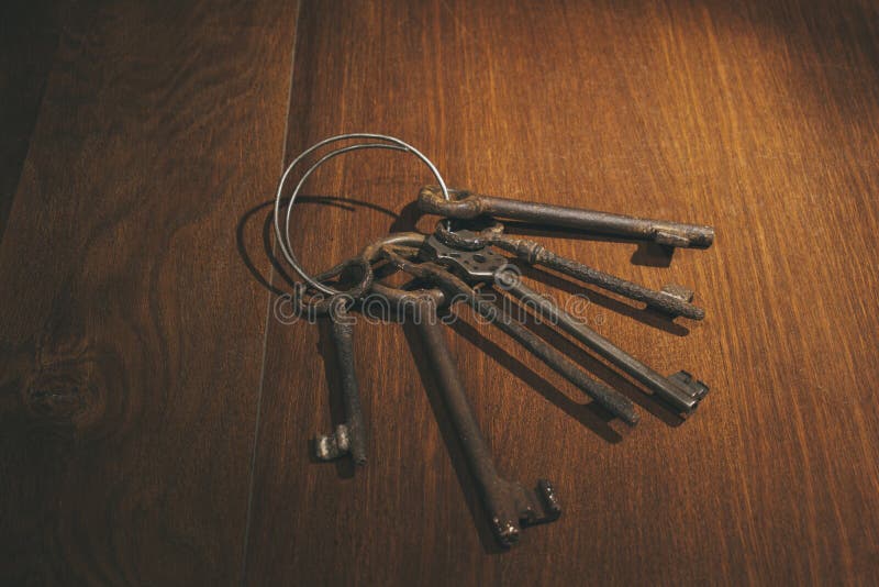 On the Table Lies a Bundle of Ancient Keys Stock Image - Image of ...