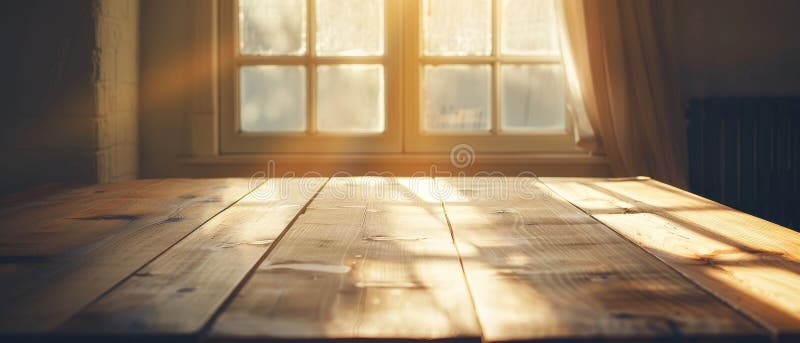 Table with Light from the Window Crossed Over a Wood Table Stock Photo ...