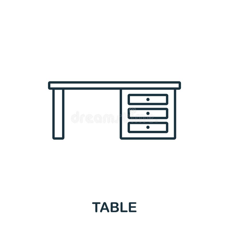Table Line Icon. Thin Design Style from Office Tools Icon Collection ...