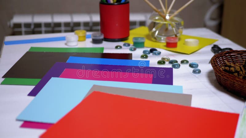 On Table is Lined Paper Color Palette. Rainbow Composition. Creative ...