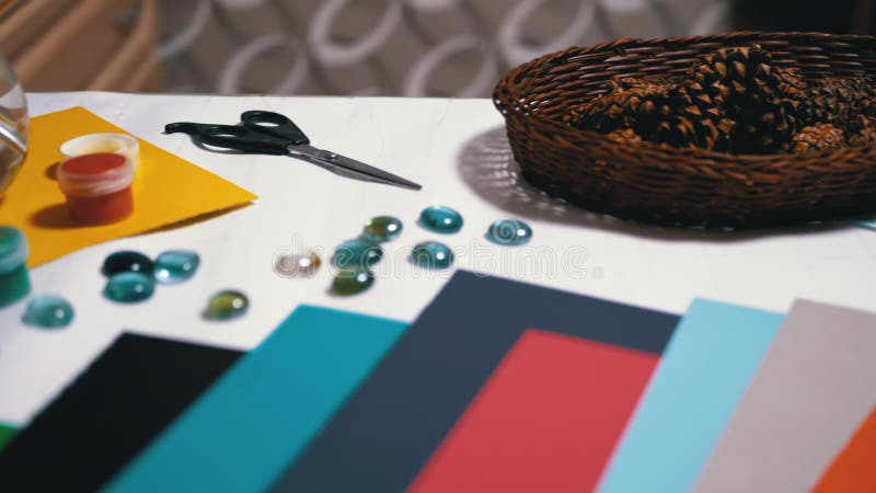 On Table is Lined Paper Color Palette. Rainbow Composition. Creative ...