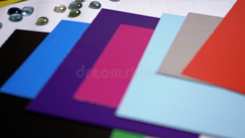 On Table is Lined Paper Color Palette. Rainbow Composition. Creative ...