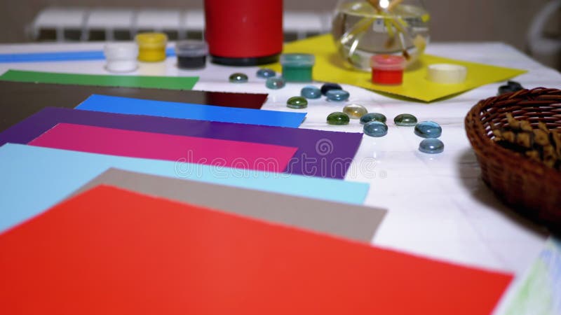 On Table is Lined Paper Color Palette. Rainbow Composition. Creative ...