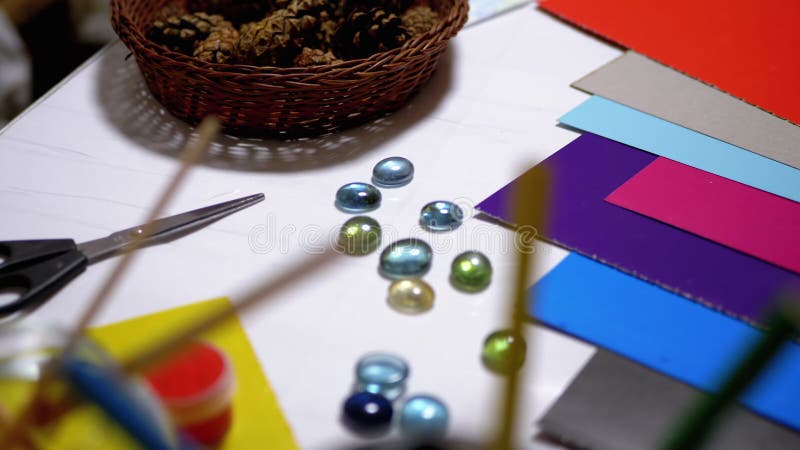 On Table is Lined Paper Color Palette. Rainbow Composition. Creative ...