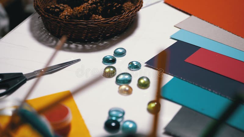 On Table is Lined Paper Color Palette. Rainbow Composition. Creative ...