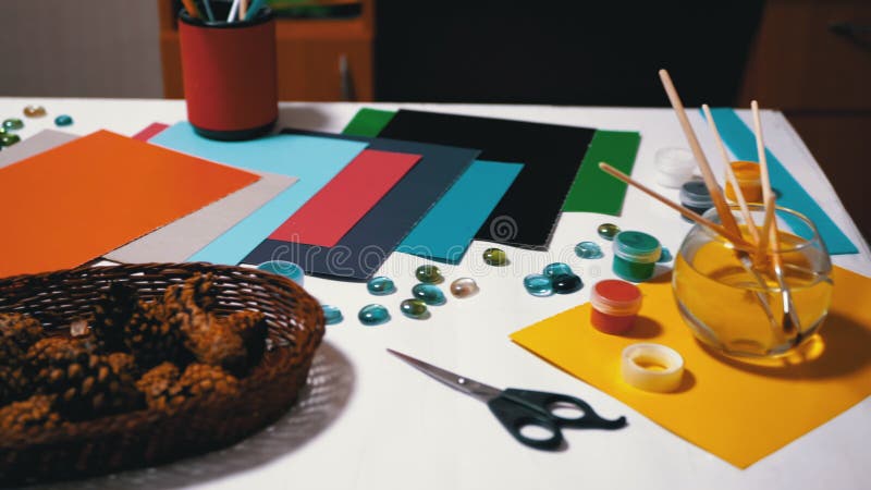 On Table is Lined Paper Color Palette. Rainbow Composition. Creative ...