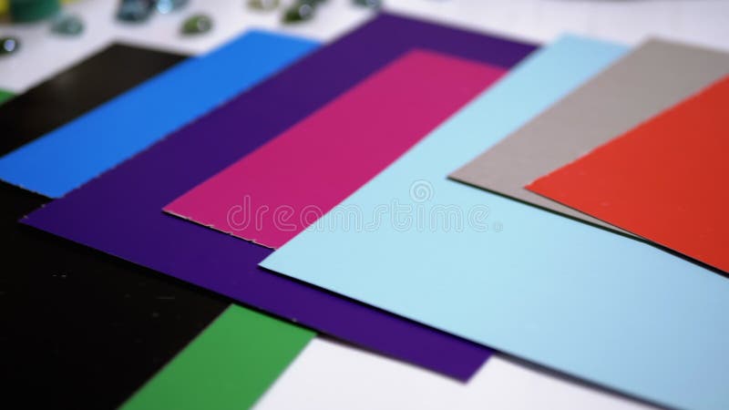 On Table is Lined Paper Color Palette. Rainbow Composition. Creative ...