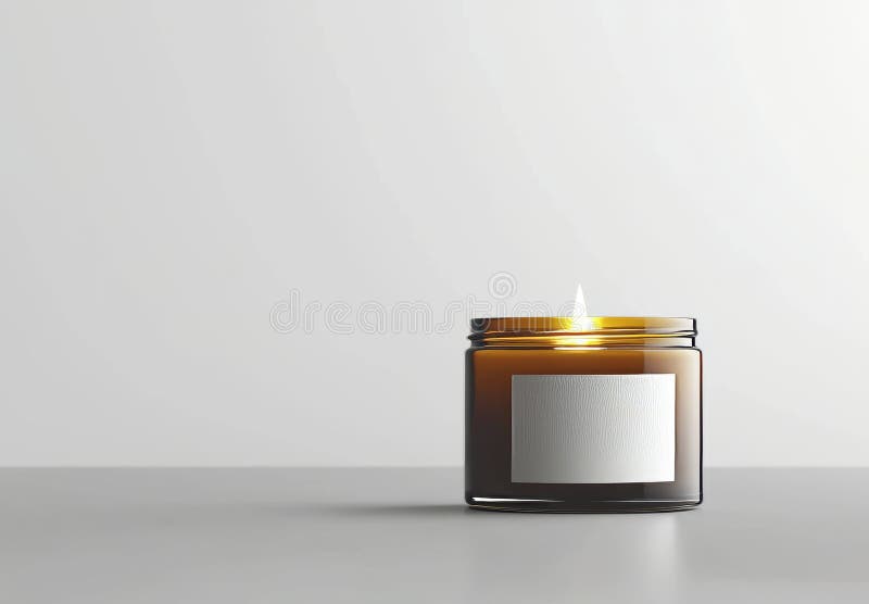 On a Table, a Lit Candle is Placed Inside a Glass Stock Photo - Image ...