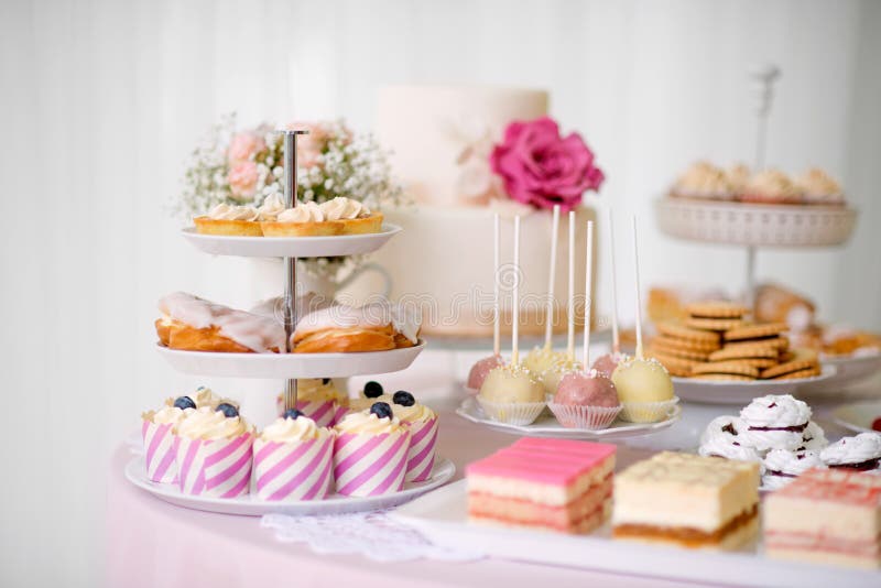 Table with Loads of Cakes, Cupcakes, Cookies and Cakepops. Stock Photo ...