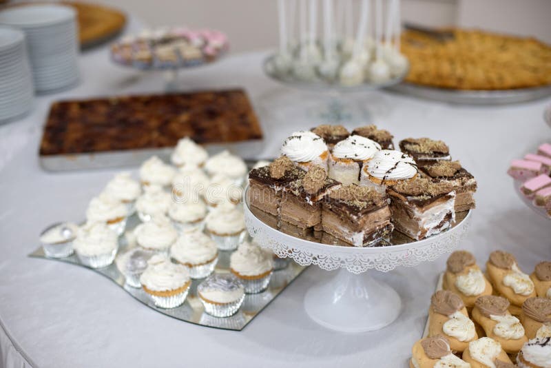 Table with Loads of Cakes, Cupcakes, Cookies Stock Image - Image of ...