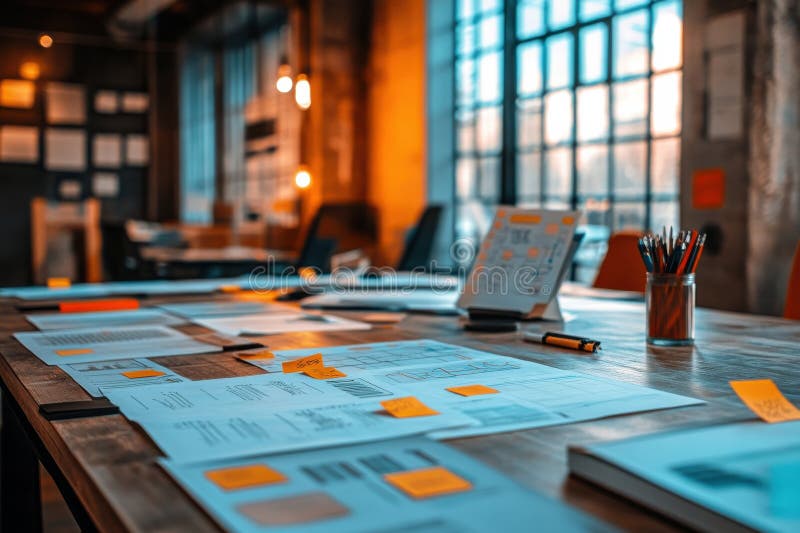 A Table with a Lot of Papers and Sticky Notes on it Stock Image - Image ...