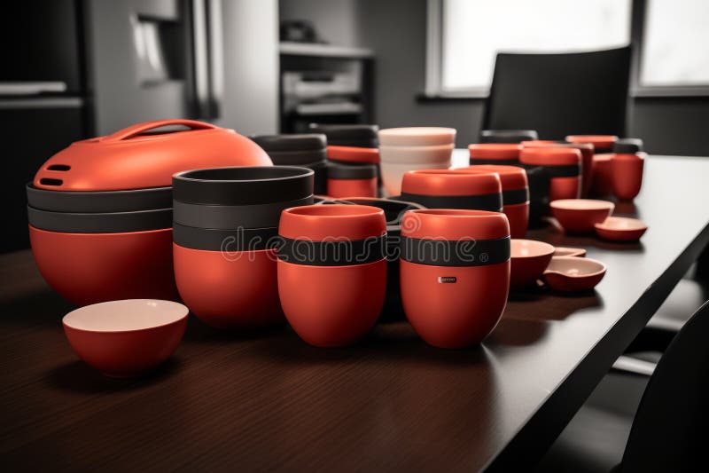 A Table with a Lot of Red Cups on it Stock Illustration - Illustration ...