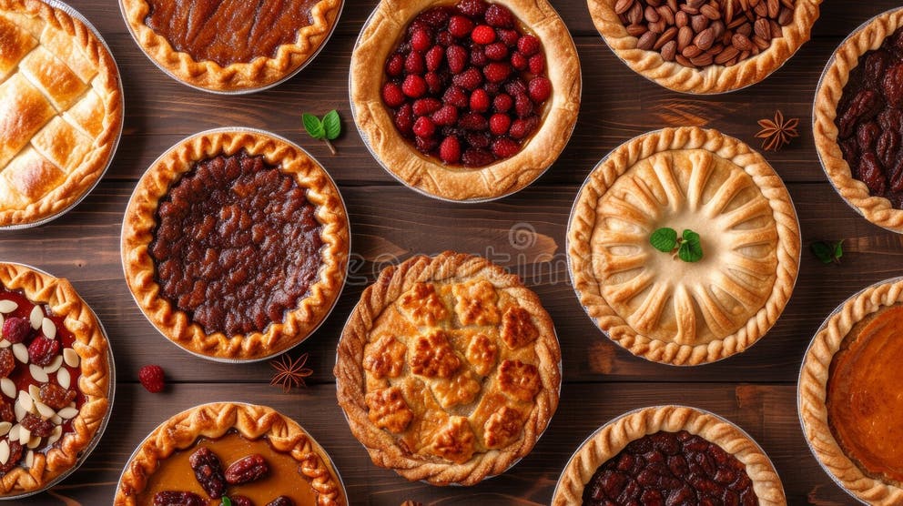 A Table with Many Different Pies on it and a Bunch of Them, AI Stock ...