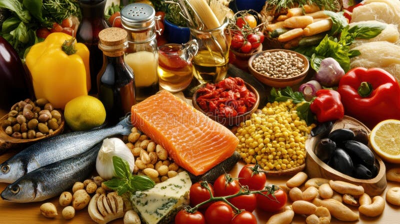 A Table with Many Different Types of Food on it, AI Stock Image - Image ...