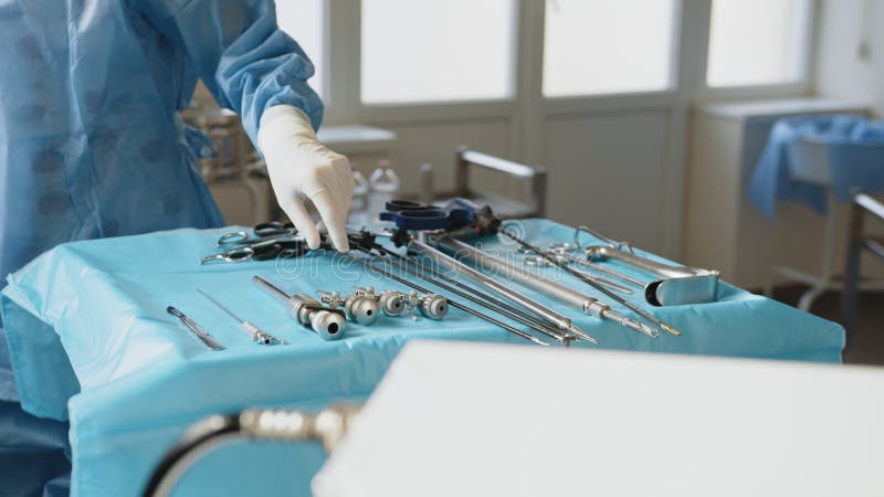 A Table of Medical Tools are Placed upon a Table in Preparation for ...
