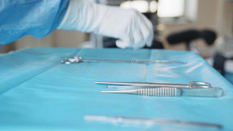 A Table of Medical Tools are Placed upon a Table in Preparation for ...