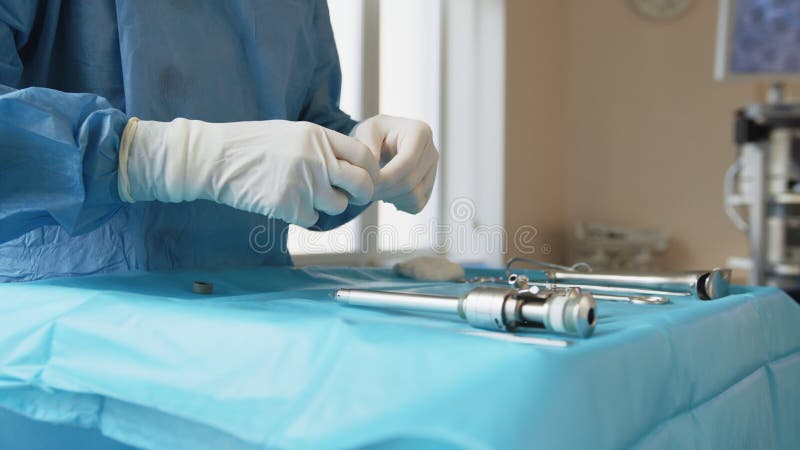 A Table of Medical Tools are Placed upon a Table in Preparation for ...