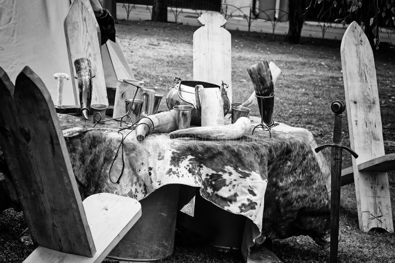 Table medieval stock image. Image of metal, ancient - 179491887